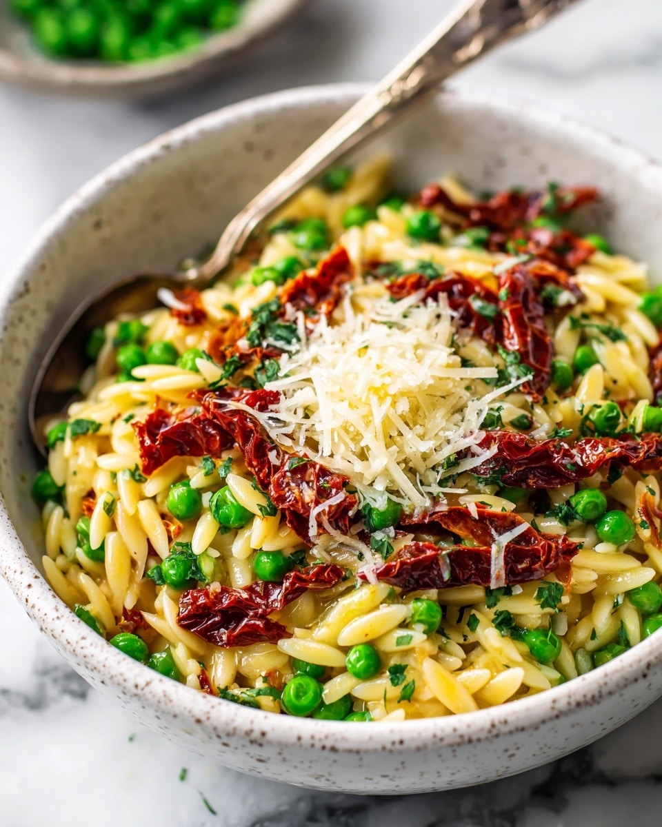 Spring Orzotto with Sun-Dried Tomato Pesto & Veggies